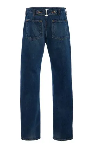 Brandon Maxwell Beau Buckle-detailed Straight-leg Jeans