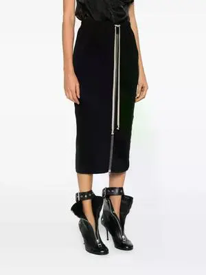 Rick Owens Drawstring Zip Midi Skirt - Black