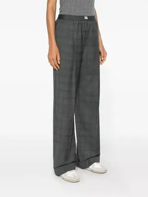 Miu Miu Checked Virgin Wool Palazzo Trousers