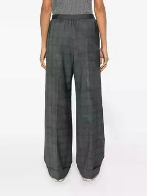 Miu Miu Checked Virgin Wool Palazzo Trousers