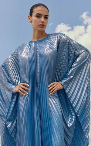 SEMSEM Pleated Lamé Kaftan Dress