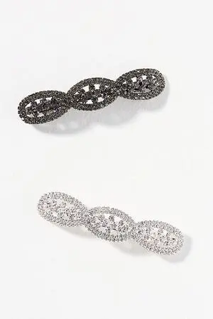 NATASHA Crystal Barrette - Black/silver