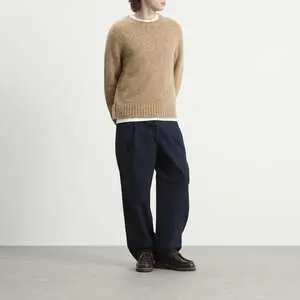 Folk Wide Fit Trousers - Ash Navy Brushed Twill