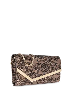 JIMMY CHOO Shoulder Bag With Lace Overlay - Beige