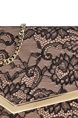 JIMMY CHOO Shoulder Bag With Lace Overlay - Beige
