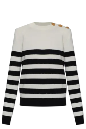 Balmain Striped Sequined Sweater - Black