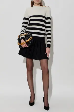 Balmain Striped Sequined Sweater - Black