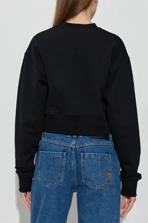 Balmain Cropped Sweatshirt With Logo - Black