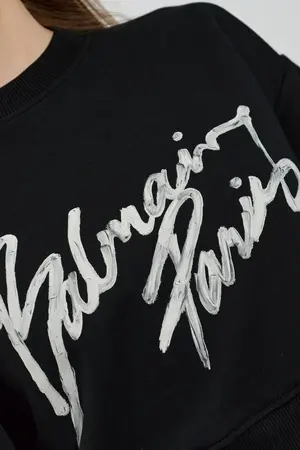 Balmain Cropped Sweatshirt With Logo - Black