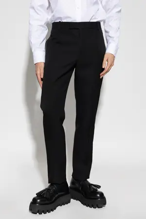 Alexander McQueen Wool Trousers With Silk Stripe