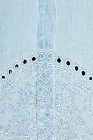 Zimmermann Denim Shirt With Openwork Trim - Blue