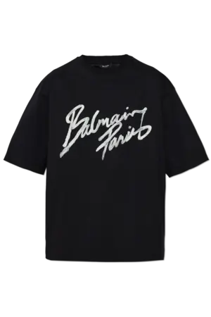 Balmain T-shirt With Printed Logo - Black