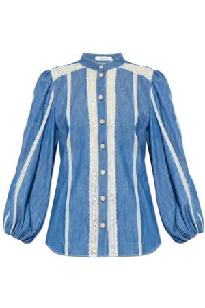 Zimmermann Lace-trimmed Denim Shirt - Blue