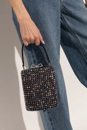 SELF-PORTRAIT Clutch Bag With Crystal Embellishments - Silver