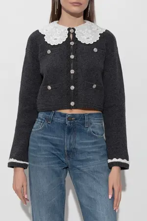 SELF-PORTRAIT Cardigan With Detachable Collar