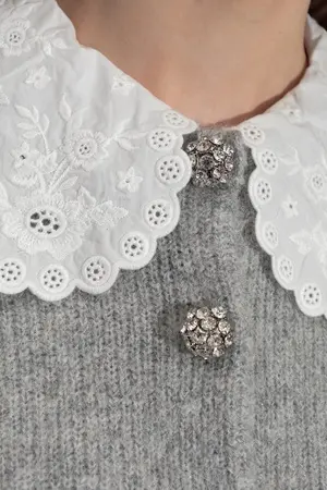 SELF-PORTRAIT Cardigan With Detachable Collar