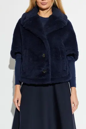 Max Mara Short Fur Coat - Navy Blue