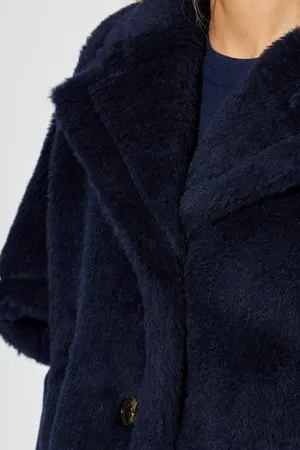 Max Mara Short Fur Coat - Navy Blue