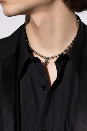 Alexander McQueen Brass Skull Pendant Necklace - Silver
