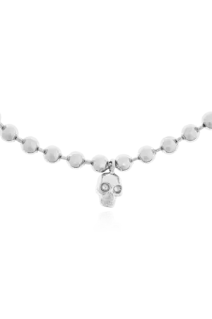 Alexander McQueen Brass Skull Pendant Necklace - Silver
