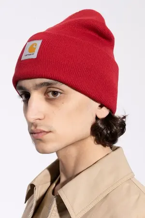 Carhartt Work In Progress Beanie With Logo Patch - Red