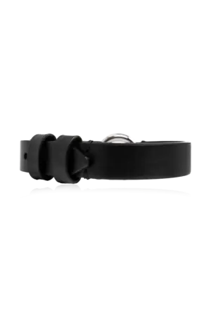 Alexander McQueen Leather Bracelet With Skull Pendant - Black