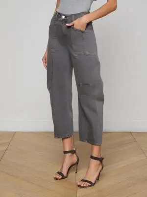 L'Agence Cody Cropped Barrel-leg Jean - Medium Grey