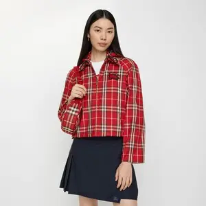 Burberry Cropped Check Newcott Hooded Jacket