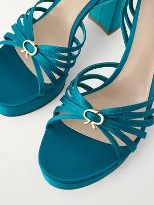 GIANVITO ROSSI Rita 110 Satin Platform Sandals - Blue