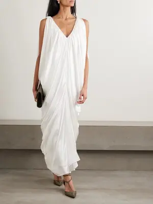 ABADIA Draped Silk-satin Gown