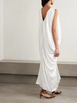 ABADIA Draped Silk-satin Gown