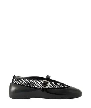 Alaïa Patent Leather-trimmed Mesh Ballet Flats - Black