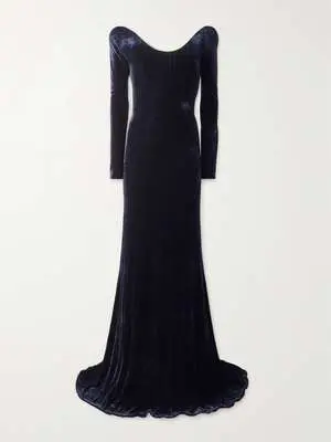 Alaïa Off-the-shoulder Velvet Gown
