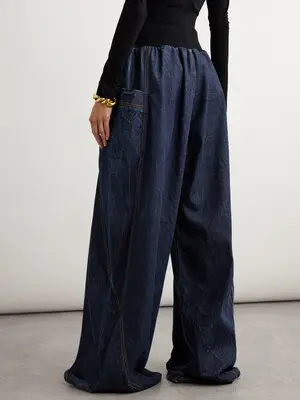 Alaïa Jersey-trimmed High-rise Wide-leg Jeans