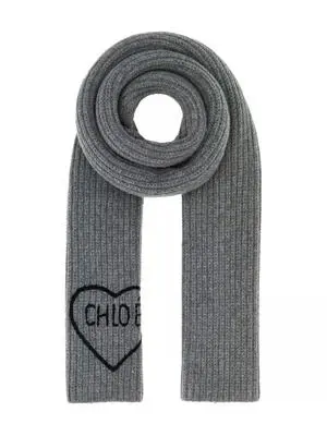 Chloé The Encoeur Heart-detail Scarf - Grey