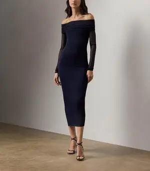 Ralph Lauren Jersey Audria Midi Dress - Navy