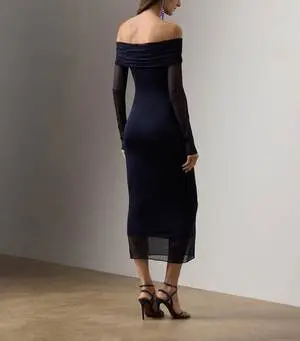 Ralph Lauren Jersey Audria Midi Dress - Navy
