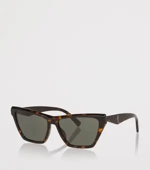 Saint Laurent Acetate Cat Eye Sunglasses - Brown