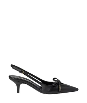Miu Miu Leather Slingback Pumps With Bow - Black