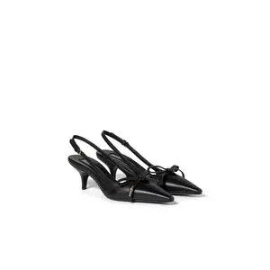 Miu Miu Leather Slingback Pumps With Bow - Black