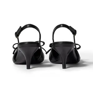 Miu Miu Leather Slingback Pumps With Bow - Black