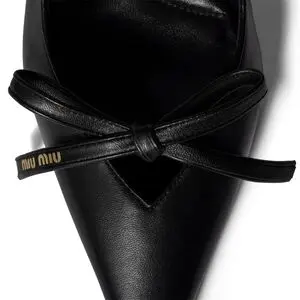 Miu Miu Leather Slingback Pumps With Bow - Black