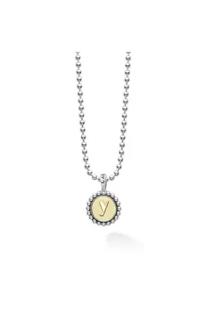 Lagos Signature Caviar Y Initial Charm Necklace - Gold