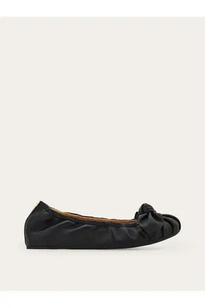 FERRAGAMO Bow Embellished Ballet Flat - Black