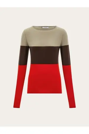 FERRAGAMO Color Block Virgin Wool Top
