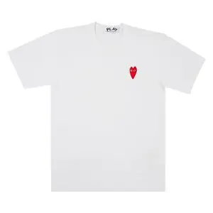 Play Comme Des Garcon T-shirt With Heart Applique - White