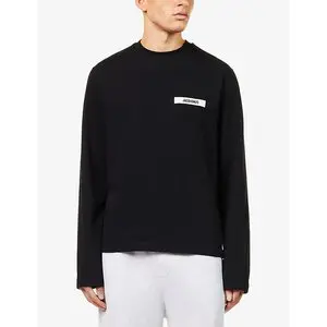 Jacquemus Long Sleeve Cotton T-shirt With Logo Patch - Black