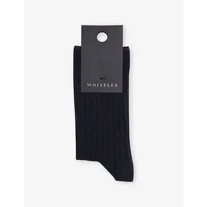 Whistles Ribbed Stretch Cotton-blend Crew Socks - Navy