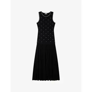 Sandro Rhinestone-embellished Knitted Maxi Dress