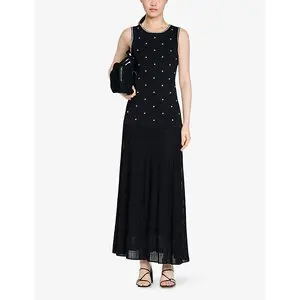 Sandro Rhinestone-embellished Knitted Maxi Dress